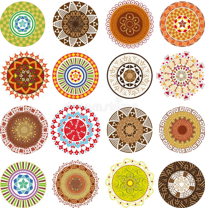 Colored mandalas stock illustration. Illustration of hippie - 41178986