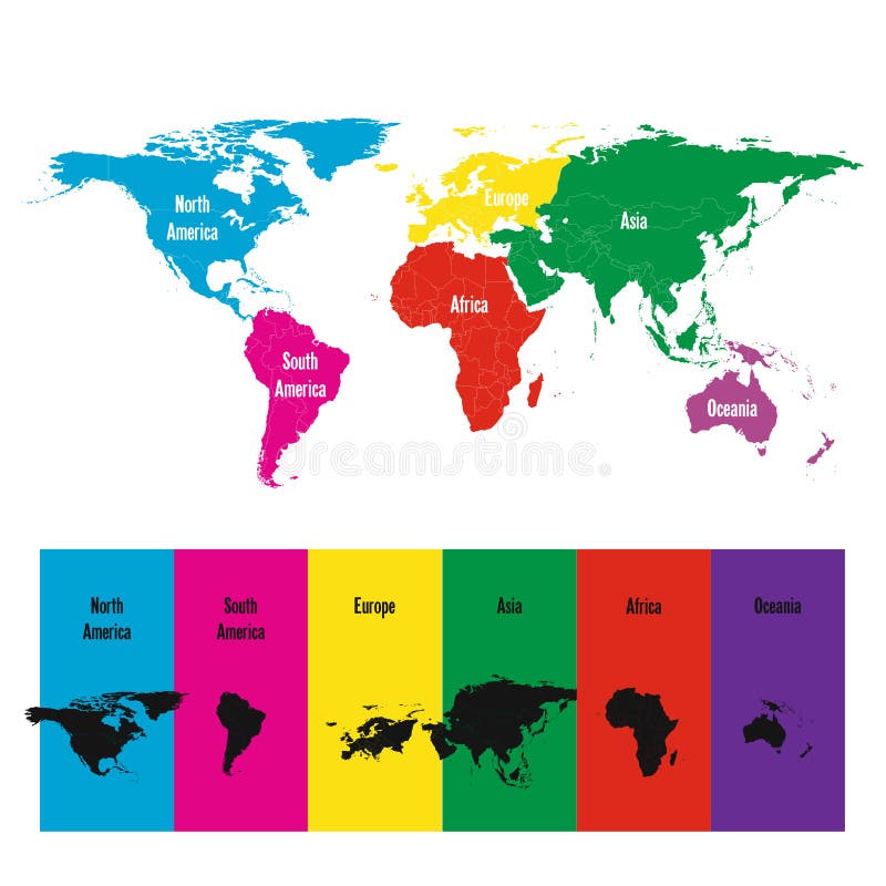 Colored Map of the World with Countries Borders Stock Vector ...