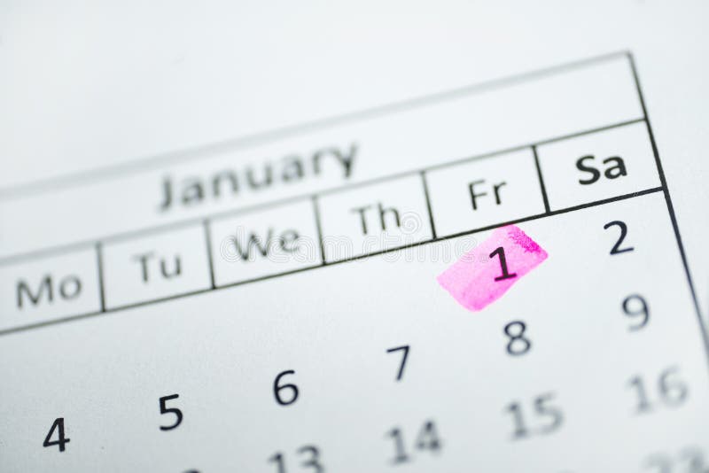 Colored Marker on the Calendar January First Stock Photo - Image of ...