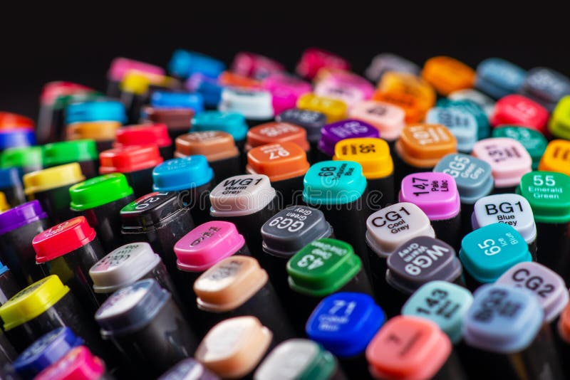 Colored Marker Caps with Signed Color Number Editorial Image - Image of ...