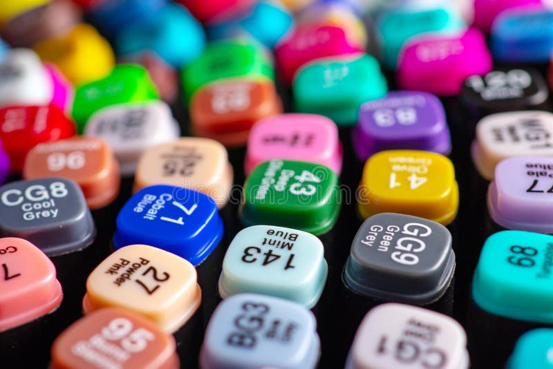 Colored Marker Caps with Signed Color Number Editorial Stock Image ...