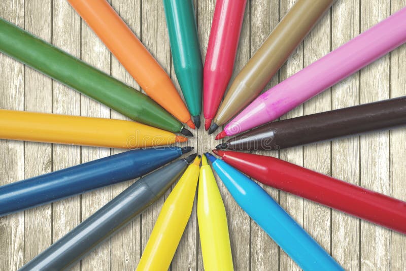 Colored marker pens stock photo. Image of closeup, lined - 43546734