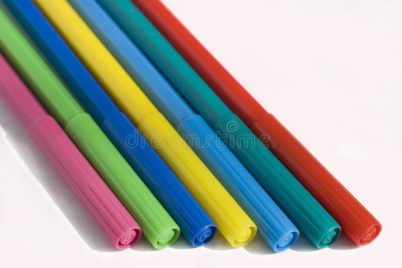 Colored markers stock photo. Image of background, white - 13390200