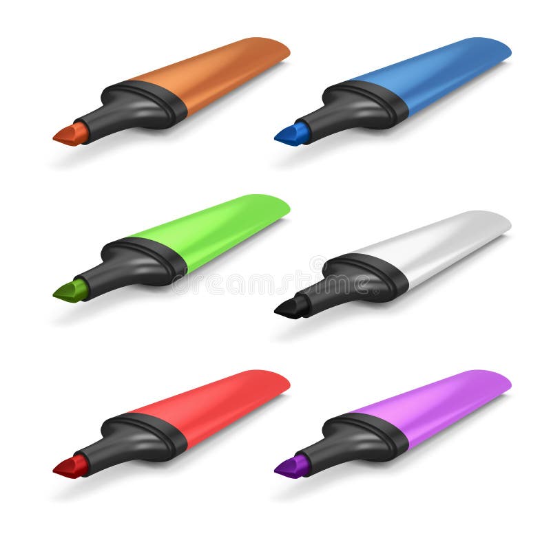 Set of Colored Felt-tip Pens without Cap. Stock Illustration ...