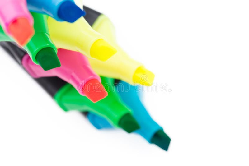 Colored Markers Isolated on White Background Close Up Stock ...