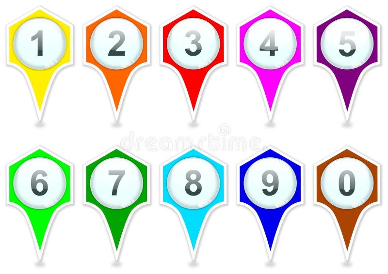Colored Markers on the Map with Numbers Stock Illustration ...