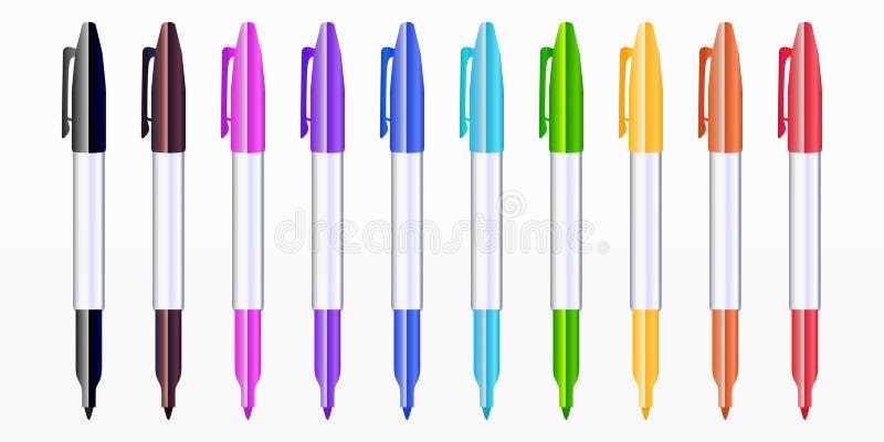 Colored markers set stock vector. Illustration of pencil - 13000365
