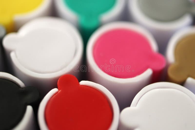 Colored Market Caps Background. Stock Photo - Image of creative, marker ...