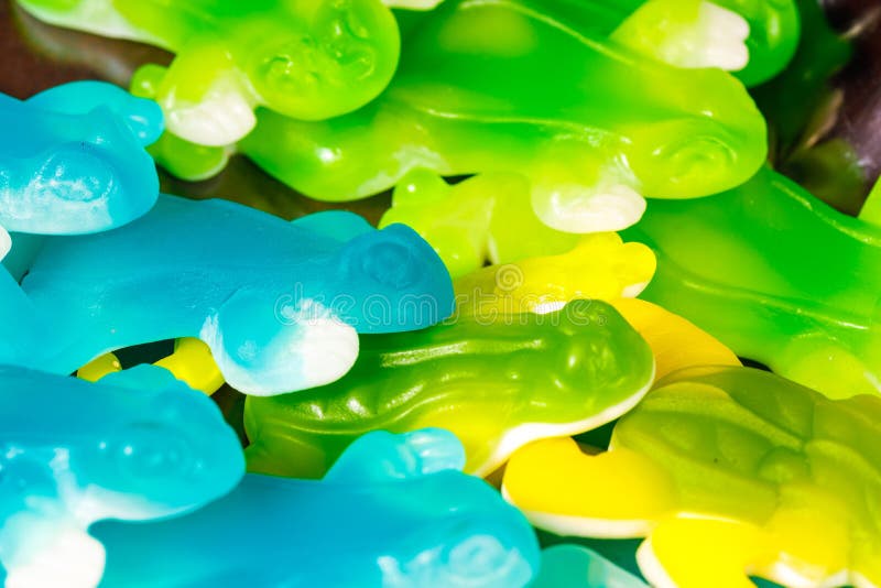 Colored Marmalade in the Form of Frogs. Sweet Dessert Stock Image ...