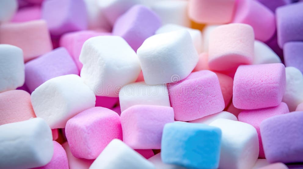 Colored Marshmallows. Close-up of Bright and Fluffy Marshmallows Stock ...