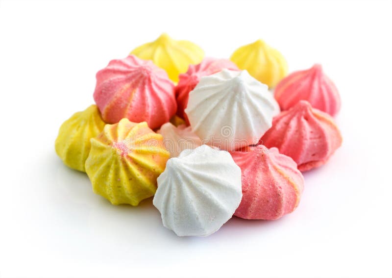 Colored Meringue in a Glass Bowl Stock Photo - Image of white, yellow ...