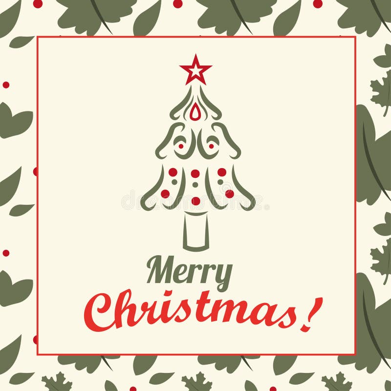 Colored Merry Christmas Poster with Christmas Tree Vector Stock Vector ...