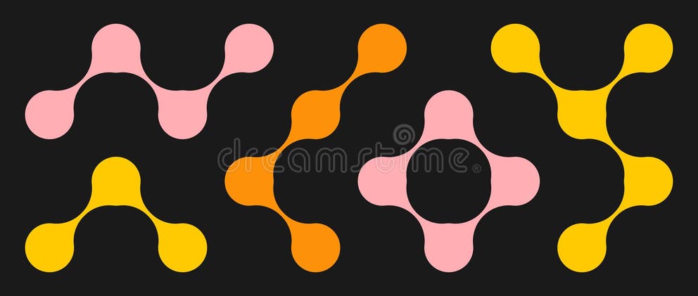 Colored Meta Balls Set. Diagonal Connected Morph Dots. Liquid Blob ...