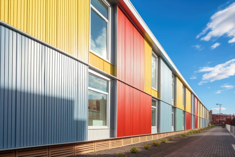 Colored Metal Cladding on a Modern Loft Building Stock Photo - Image of ...
