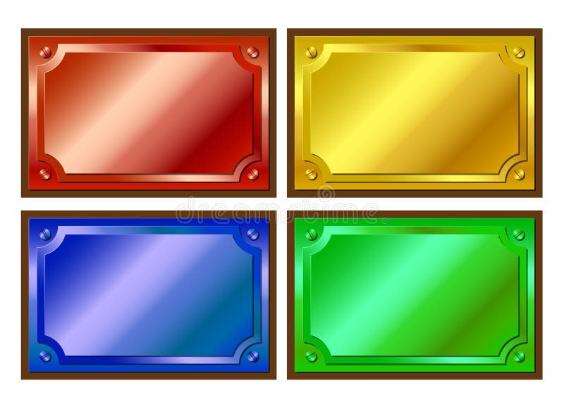 Colored metallic plaques stock vector. Illustration of decorative ...