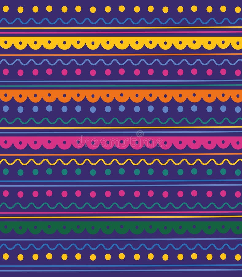 Colored Mexican Garlands Pattern Stock Illustration - Illustration of ...