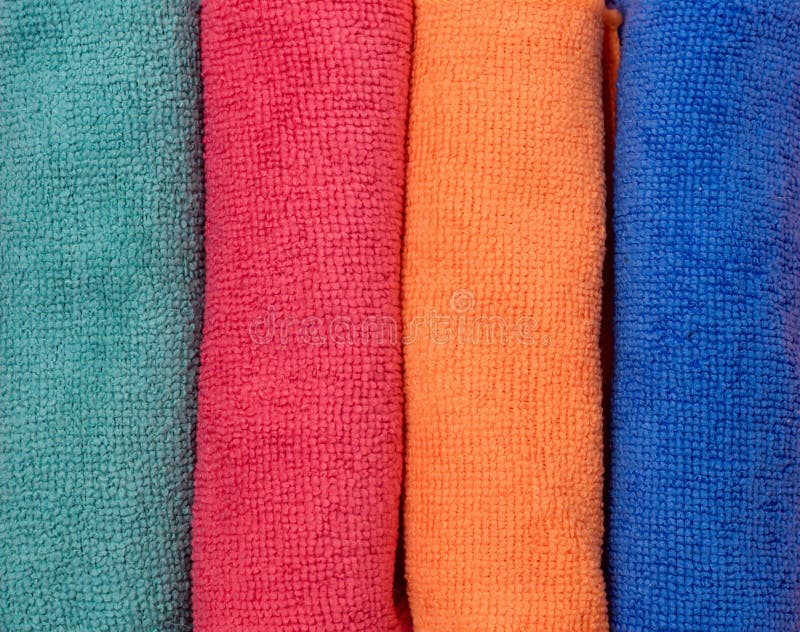 Colored Microfiber Napkins for Cleaning a Top View on a Pink Background ...