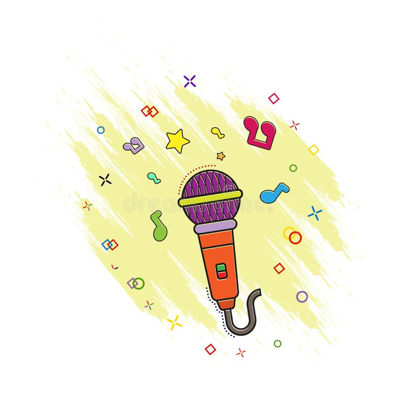 Colored Microphone Icon. Flat Cartoon Style with Splash Effect ...
