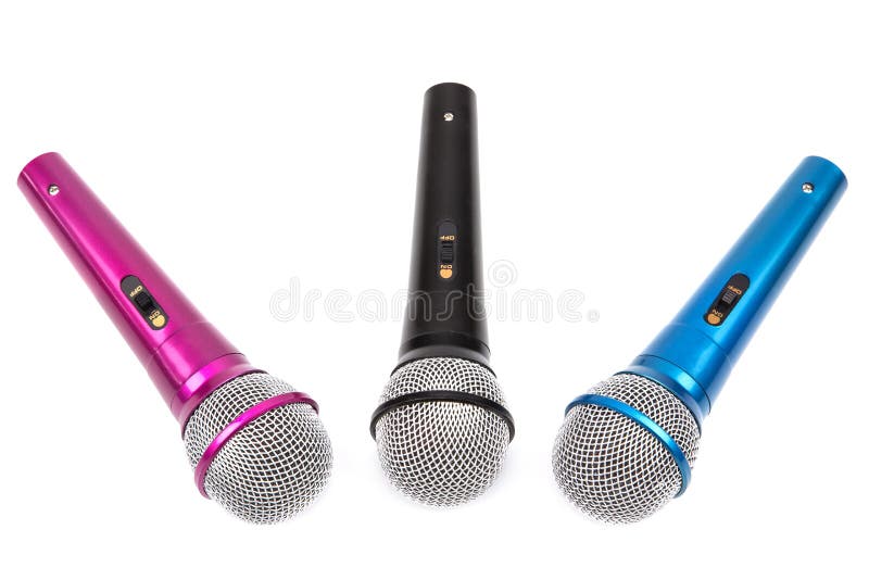 Colored microphone stock image. Image of journalist - 109990403