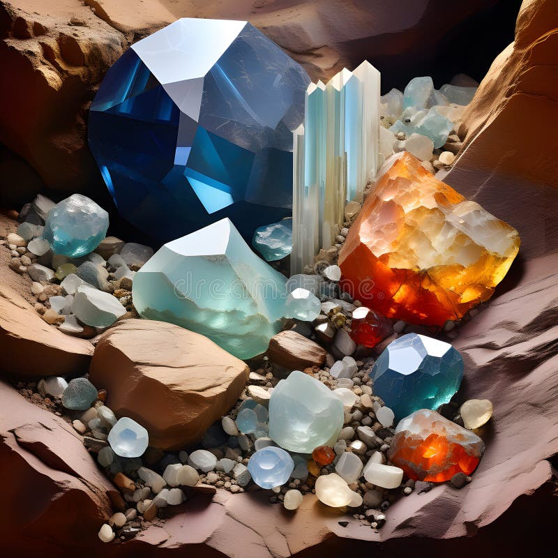 Colored Minerals, Ai-generatet Stock Illustration - Illustration of ...