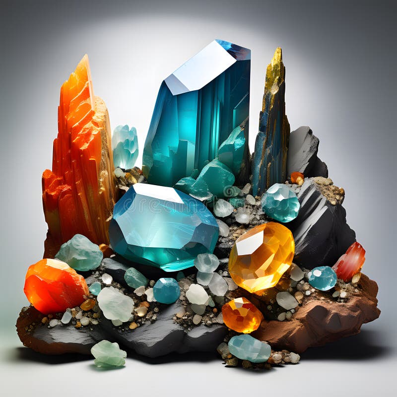 Colored Minerals, Ai-generatet Stock Illustration - Illustration of ...