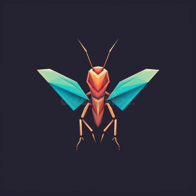 Colored Minimalist Praying Mantis 2D Logo Illustration Stock ...