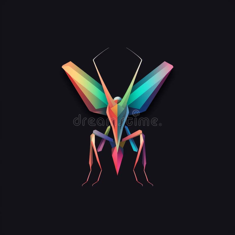 Colored Minimalist Praying Mantis 2D Logo Illustration Stock ...