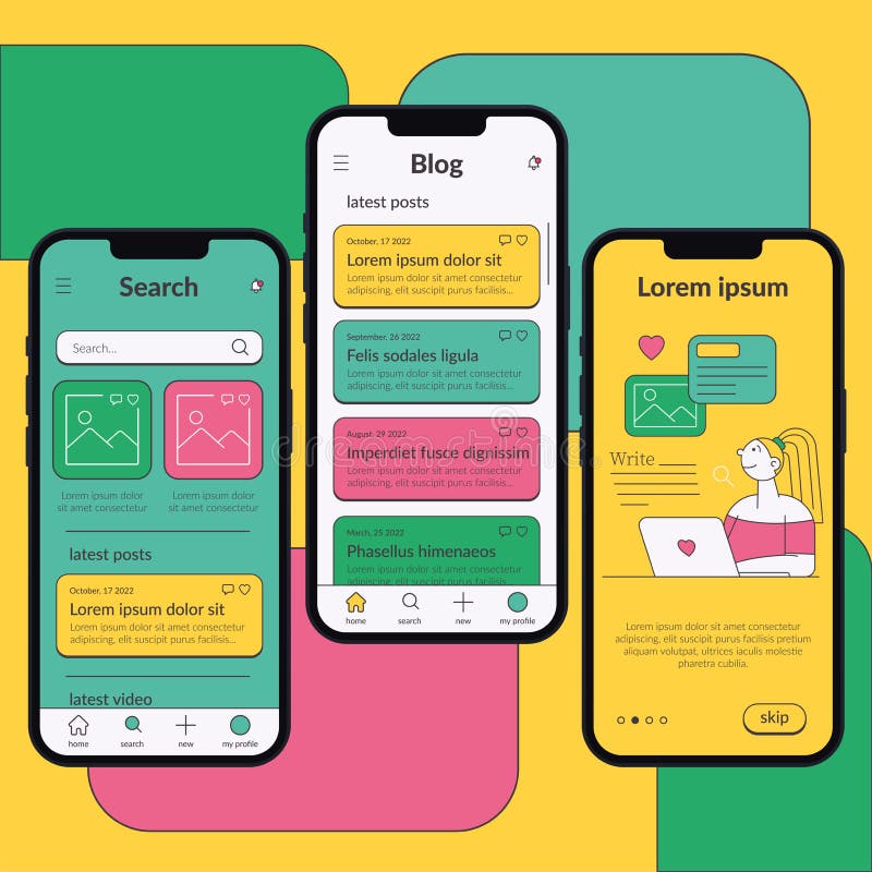 Colored Mobile App Ui Mockup Template Vector Stock Vector ...