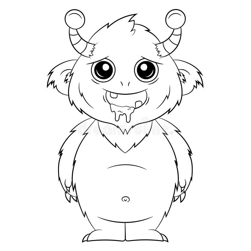 Cute Monster Coloring Page stock illustration. Illustration of cartoon ...