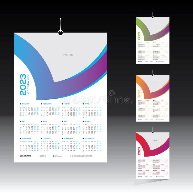 2023 Wall Vector Calendar Design Stock Illustration - Illustration of ...