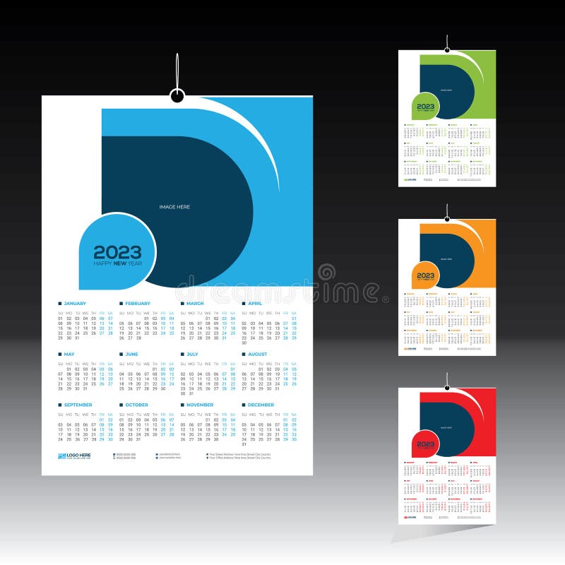 2023 Wall Vector Calendar Design Stock Vector - Illustration of font ...