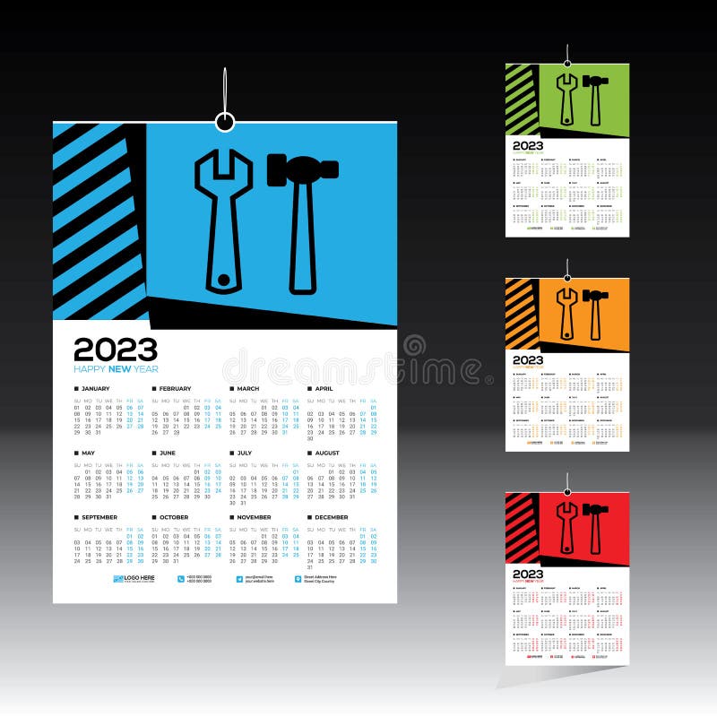 2023 Wall Vector Calendar Design Stock Illustration - Illustration of ...