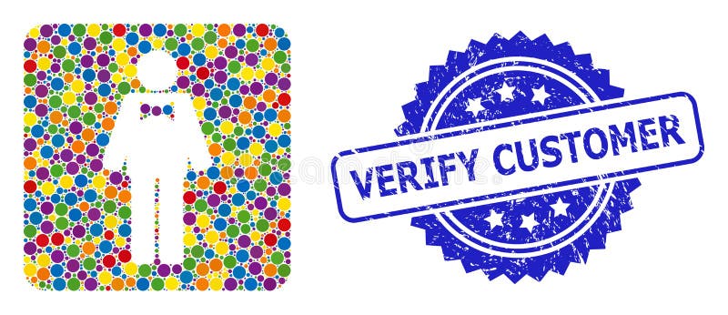 Distress Verify Customer Stamp and Colorful Mosaic Groom Stock Vector ...