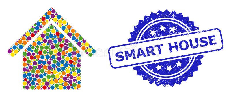 Rubber Smart House Stamp Seal and Multicolored Mosaic House Stock ...