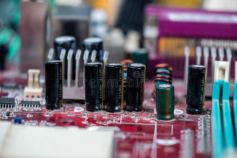 Colored Motherboard Lies on the Table Completely Covering it. Stock ...