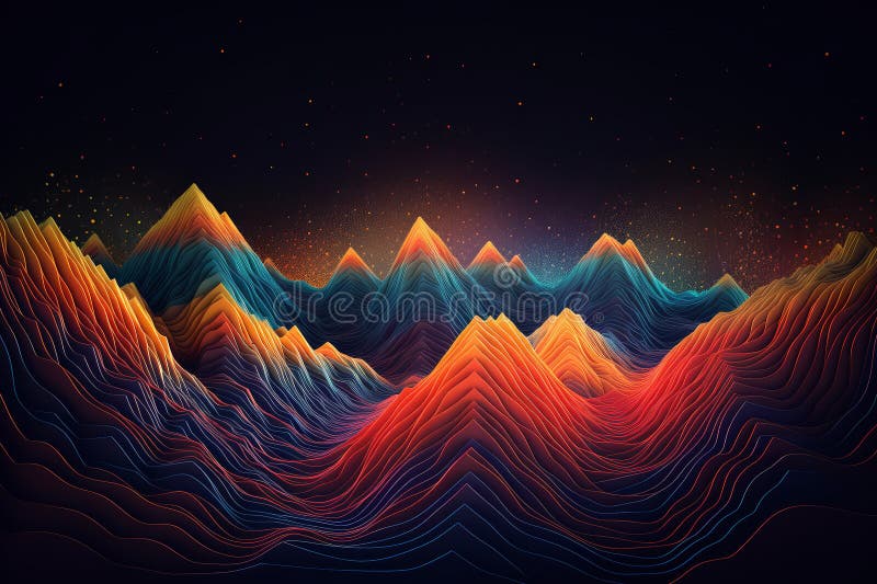 Colored Mountain and the Lines Along it, in the Style of Psychedelic ...