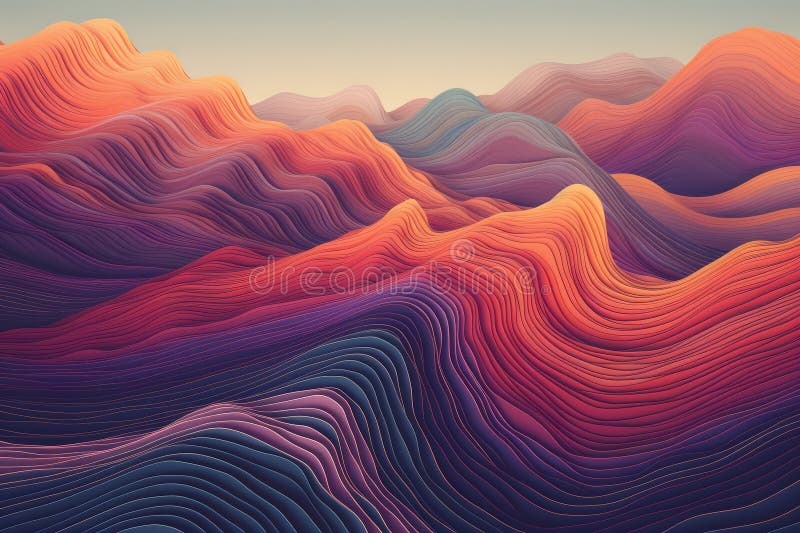 Colored Mountain and the Lines Along it, in the Style of Psychedelic ...