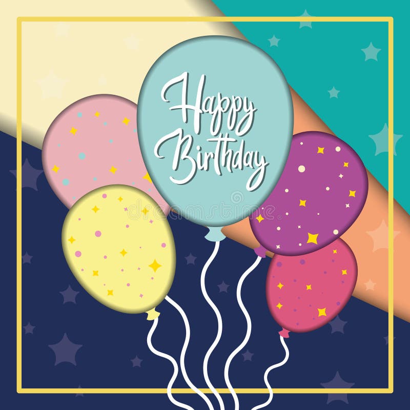 Colored Multi Layer Happy Birthday Invitational Card Vector Stock ...