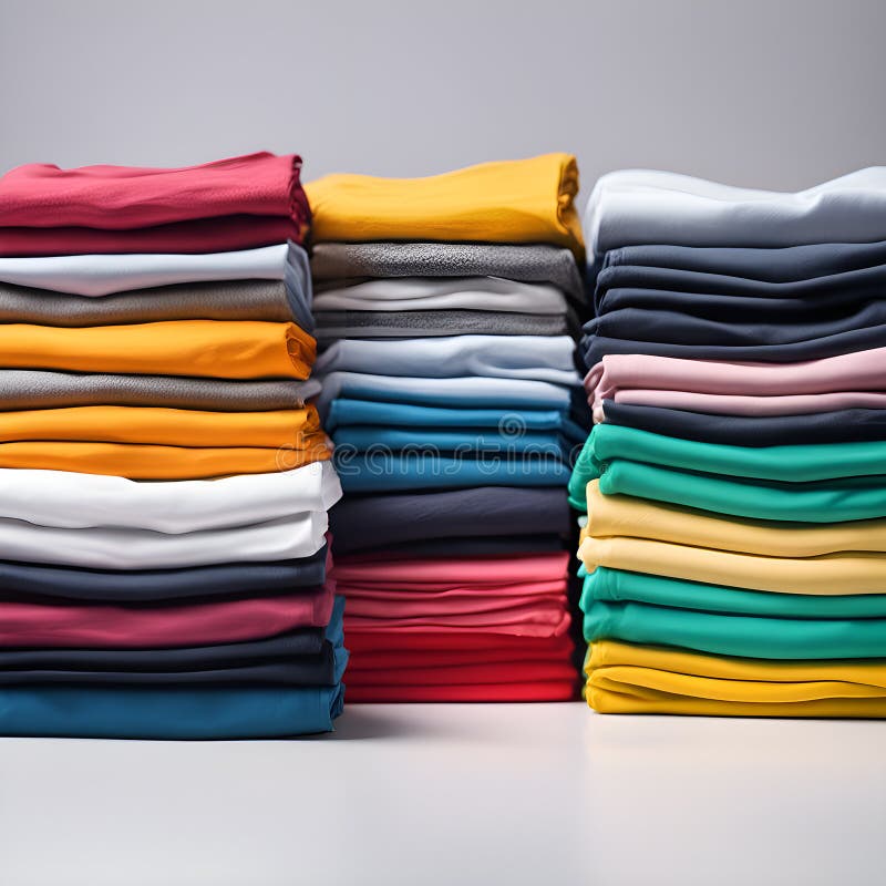 Colored Multi-colored T-shirts Lie in a Stack Stock Illustration ...