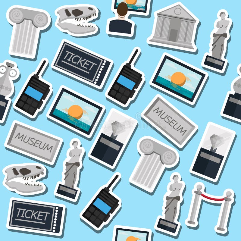 Colored museum pattern stock vector. Illustration of drawing - 76732006