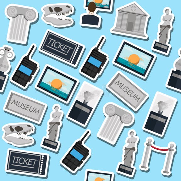 Colored museum pattern stock vector. Illustration of drawing - 76732006