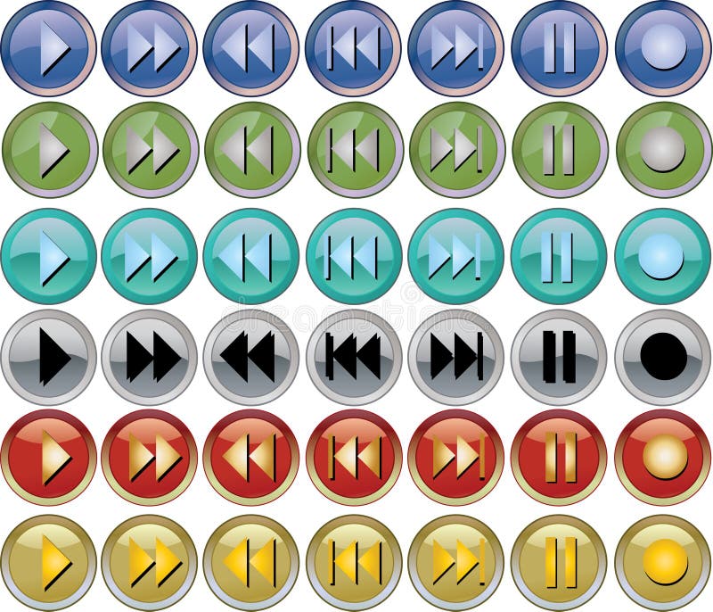 Colored music buttons stock vector. Illustration of icon - 12088184