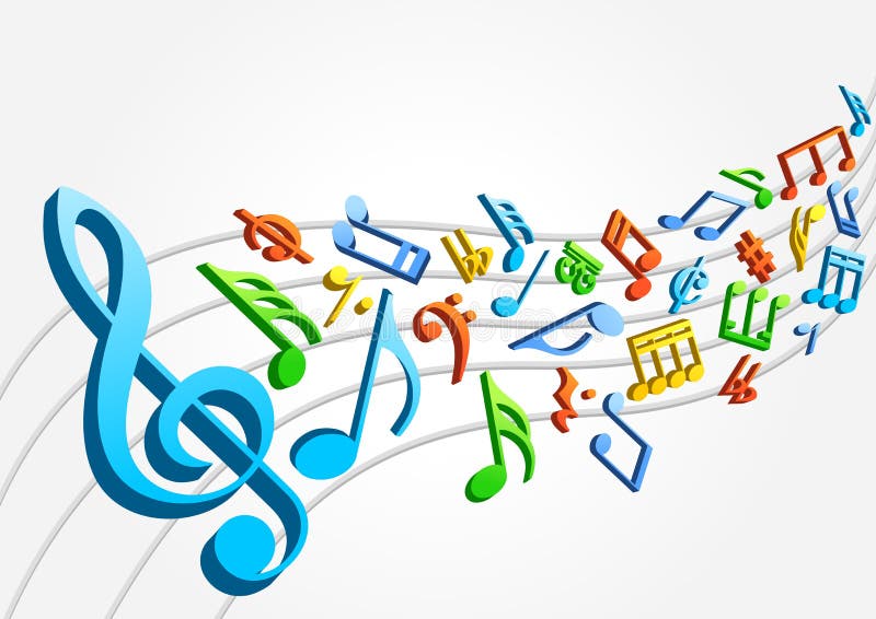 Colored musical notes stock vector. Illustration of play - 61846388