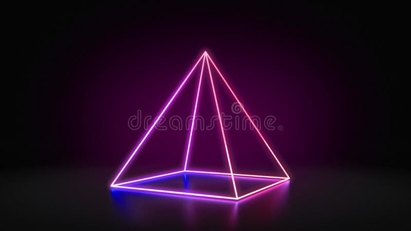 Colored Neon Glowing Pyramid Frame Rotation in Darkness, 4k Stock Video ...