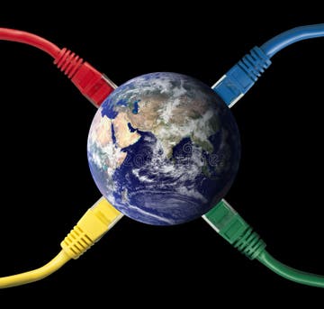 Colored Network Cables Connected To the Earth Stock Photo - Image of ...