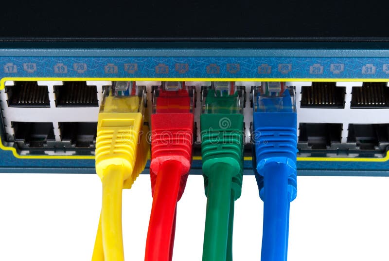 Broadband Router Ethernet Computer Network Cables Stock Photo - Image ...