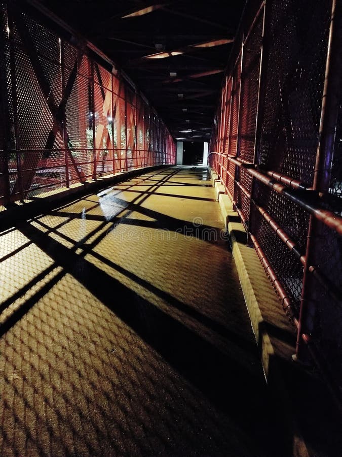 Colored Night Time Highway Bridge Overpass Stock Photo - Image of ...