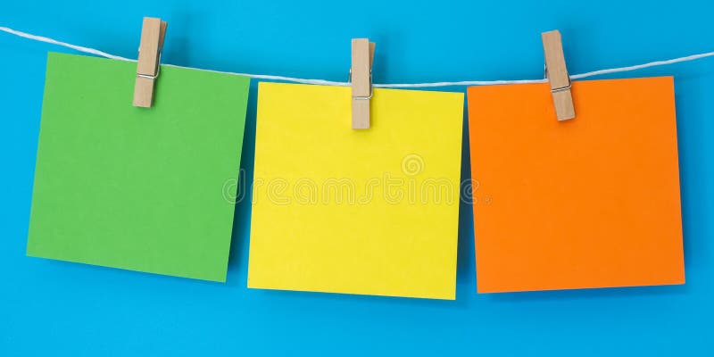 Colored Note Squares Hanging Stock Image - Image of blank, paper: 69439203