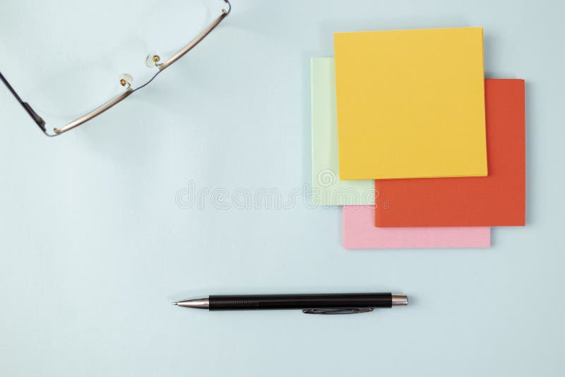 Colored Notepad Papers Over the Desk Stock Photo - Image of life ...