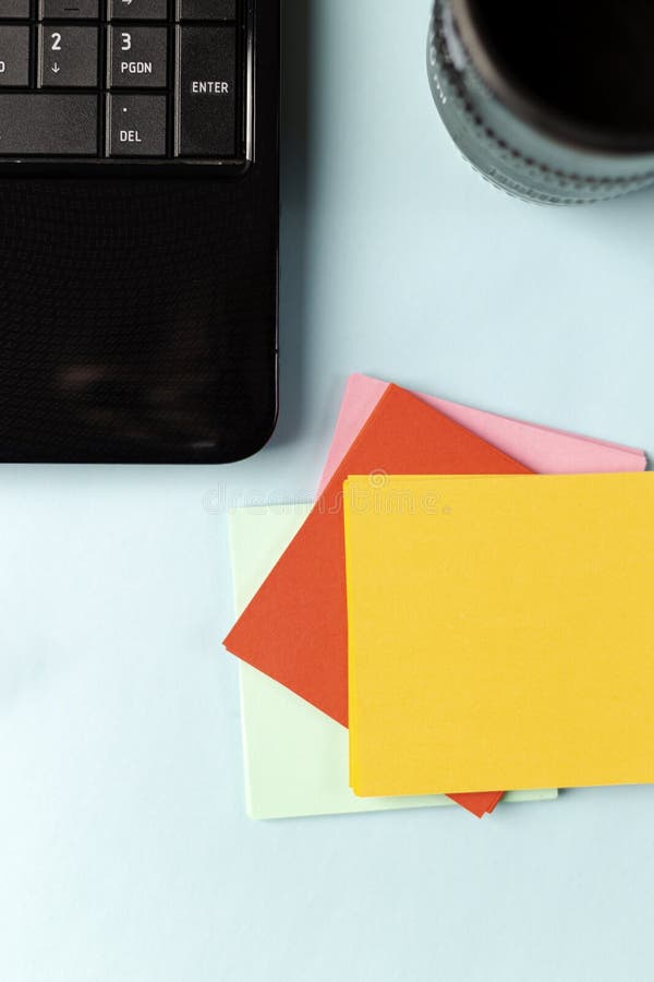 Colored Notes Papers Near a Laptop Stock Image - Image of laptop ...